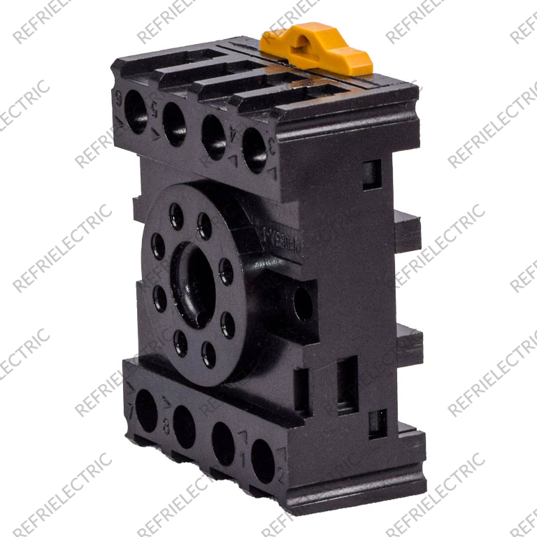 BASE PARA RELEVO 8 PINES REDONDO MONTAJE EN RIEL DIN 45MM LARGO 40MM ...